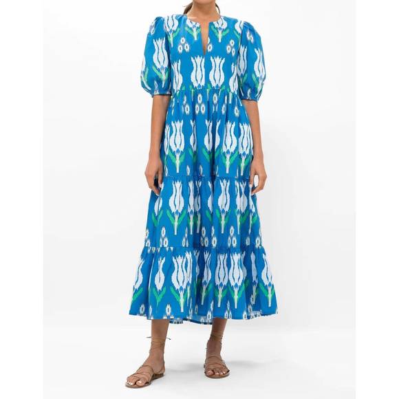 Oliphant | Dresses | New Oliphant Puff Sleeve Maxi Dress In Sumba Blue ...
